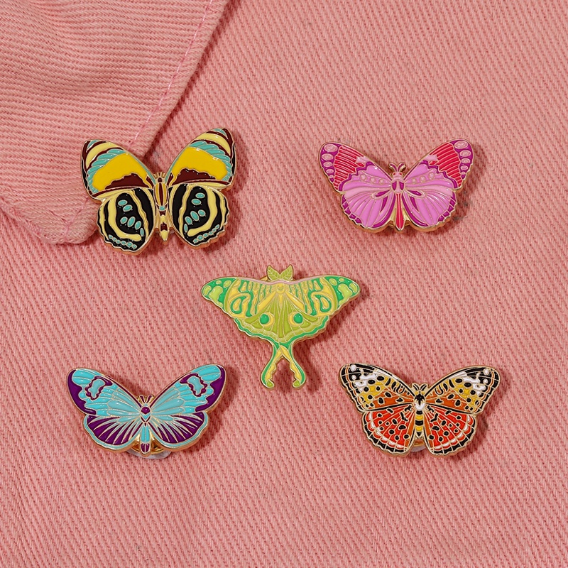 Colorful Butterfly Enamel Pin Cute Moth Brooches Metal Badges Clothes ...