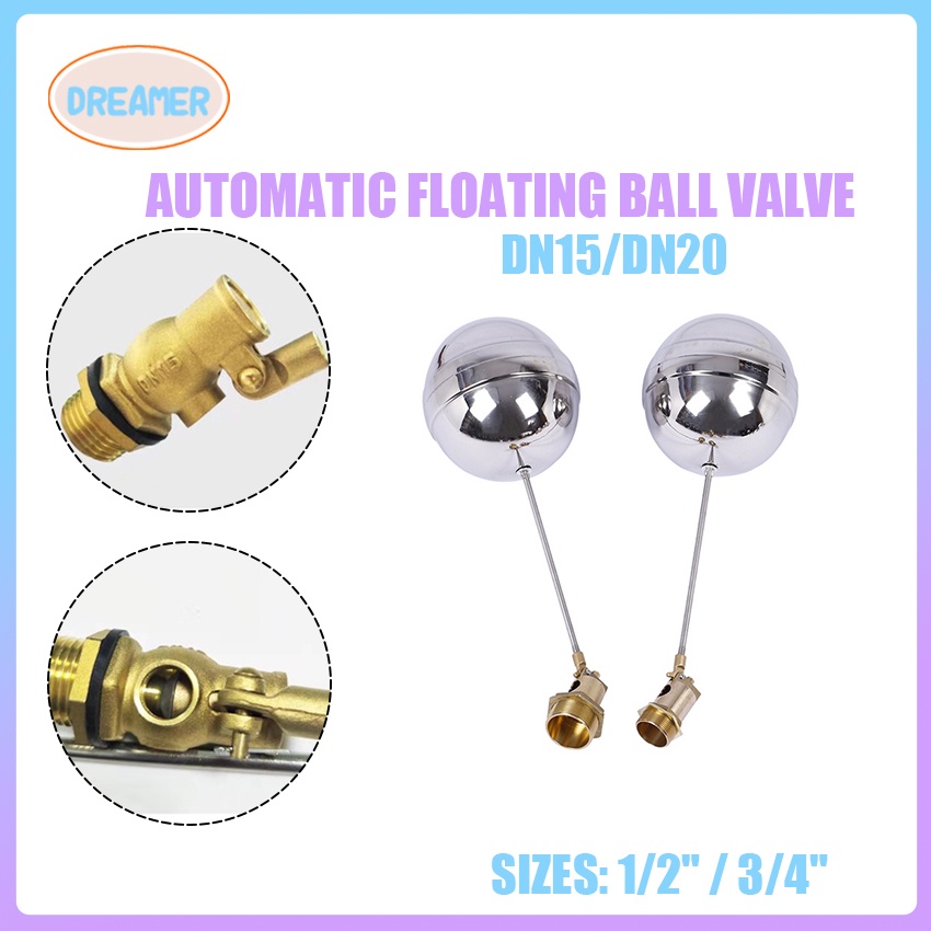 1/2"/ 3/4" Float Valve For Water Tank Brass Automatic Floating Ball ...