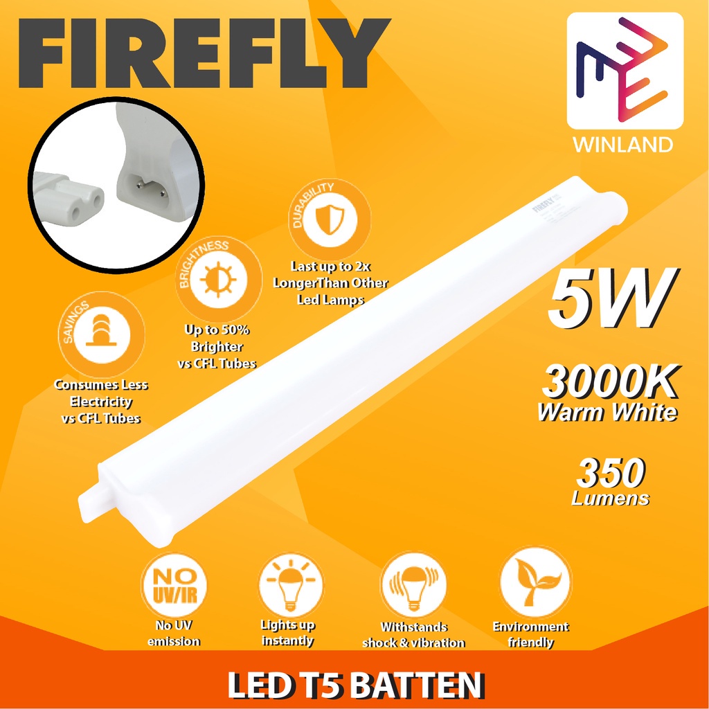 FIREFLY by Winland Basic Series LED T5 Batten ( 5W / 165-250V ) Warm ...