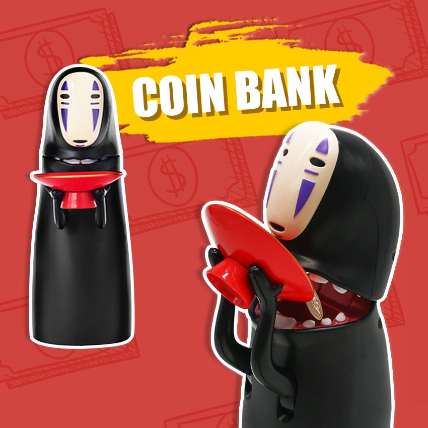 (COD)No Face Spirited Away Piggy Bank Automatic Eaten Coin Bank Money ...