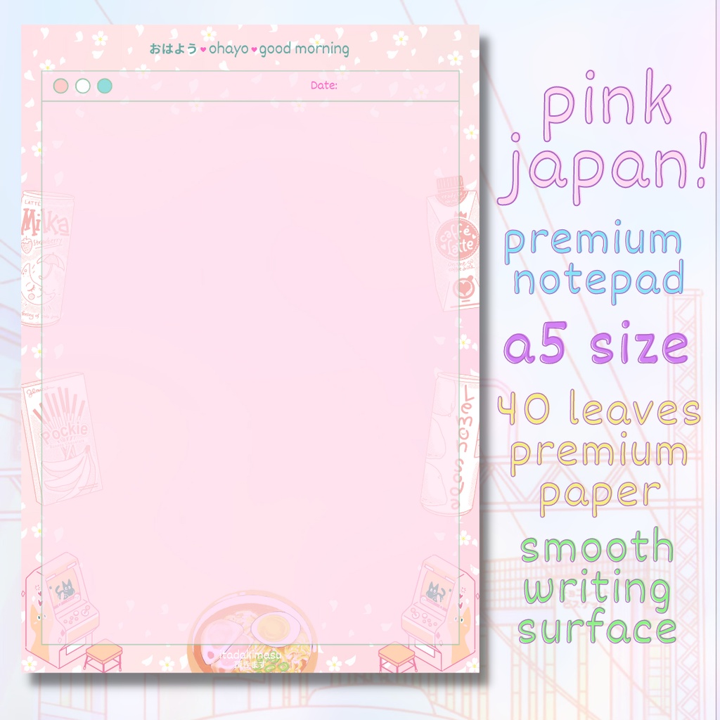 Pink Japan Notepad Cute Kawaii Design Premium Notepad | Shopee Philippines