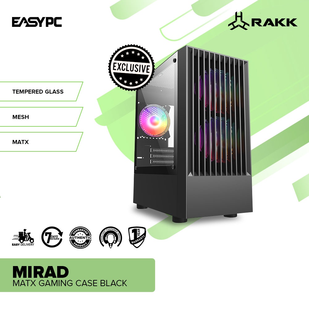 EasyPC | RAKK MIRAD Matx Black and White Tempered Glass Gaming PC Case ...