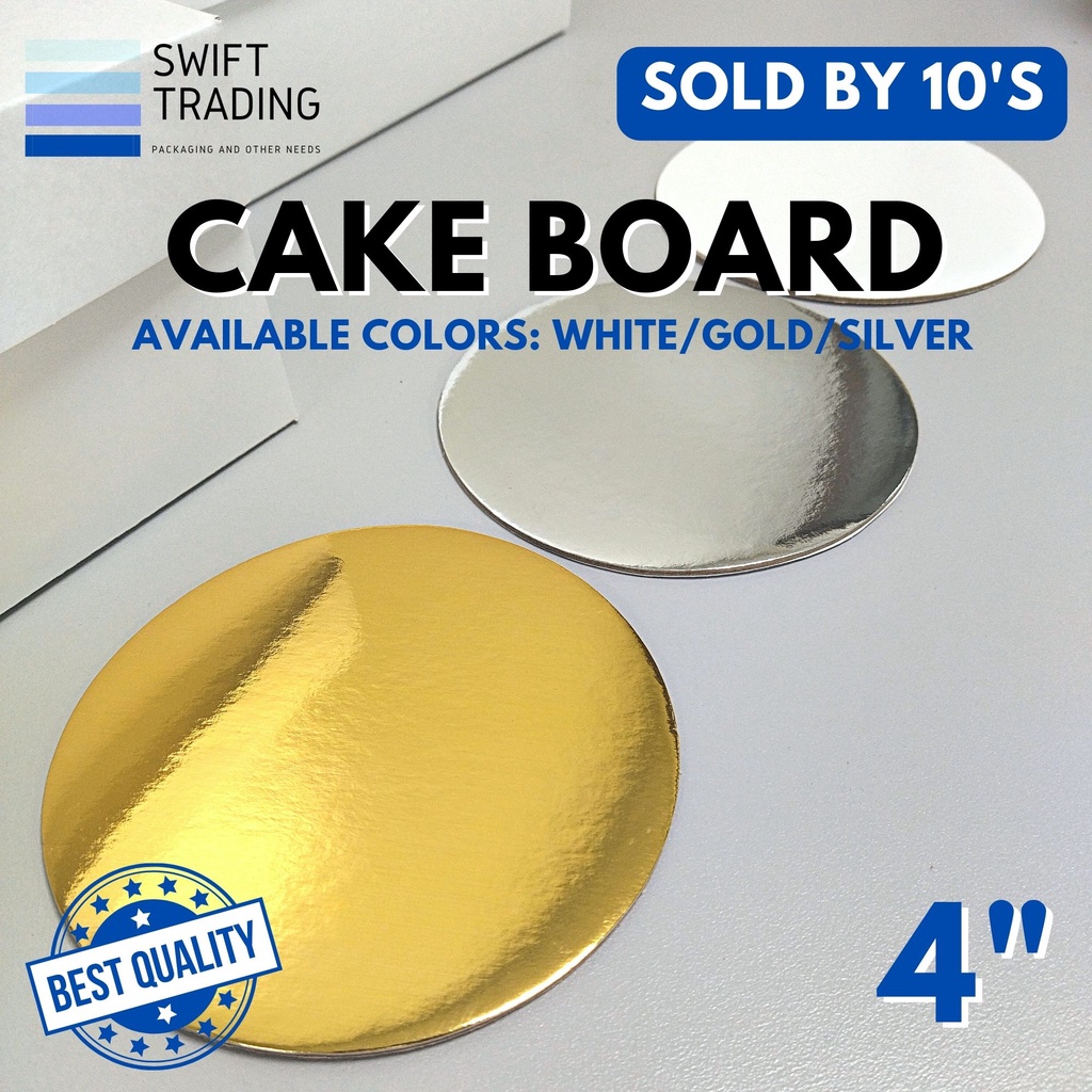(10pcs) Cake Board Round - 4inches [ Gold / Silver / White ] High ...