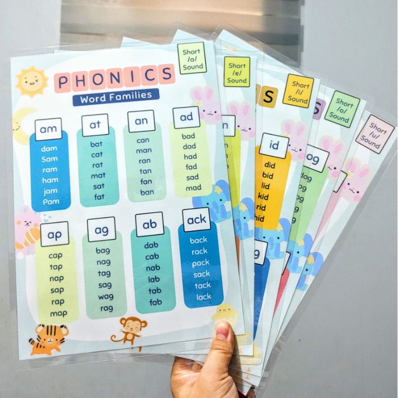 ⭐Bundle Charts⭐ PHONICS WORD FAMILIES SHORT LONG VOWELS (A,E,I,O,U ...