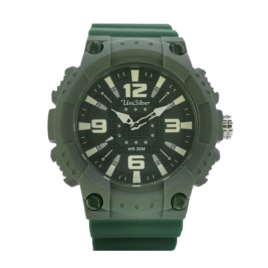 UniSilver TIME GIZMATICS Men's Jumbo Analog White/Dark Green Rubber ...
