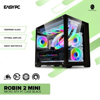 EasyPC | CoolMan Robin 2 Mini Black and White Optimal Airflow Tempered ...