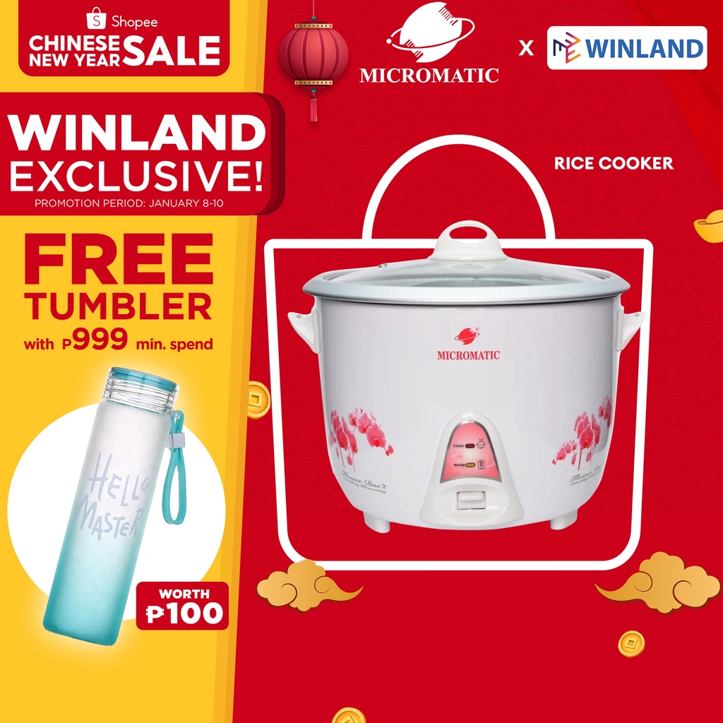 MICROMATIC by Winland Rice Cooker 2.2L 12 Cups of Rice with Glass lid ...