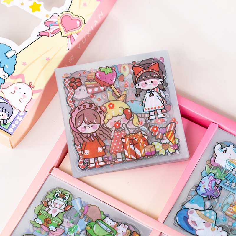 WG Girls Cute Decorative PET Cartoon Sticker Self-adhesive DIY ...