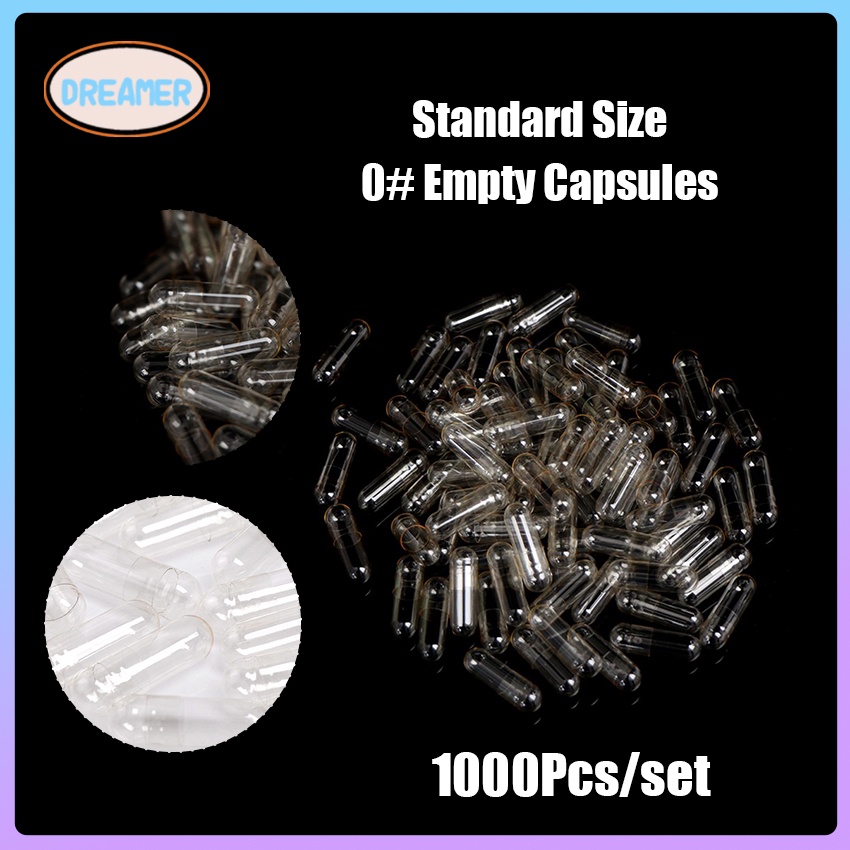 1000Pcs 0# Empty Capsules Standard Size Transparent Hollow Empty ...