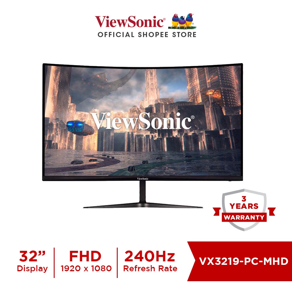 ViewSonic VX3219-PC-MHD 32” FHD 1920 x 1080 240Hz Curved Gaming Monitor ...