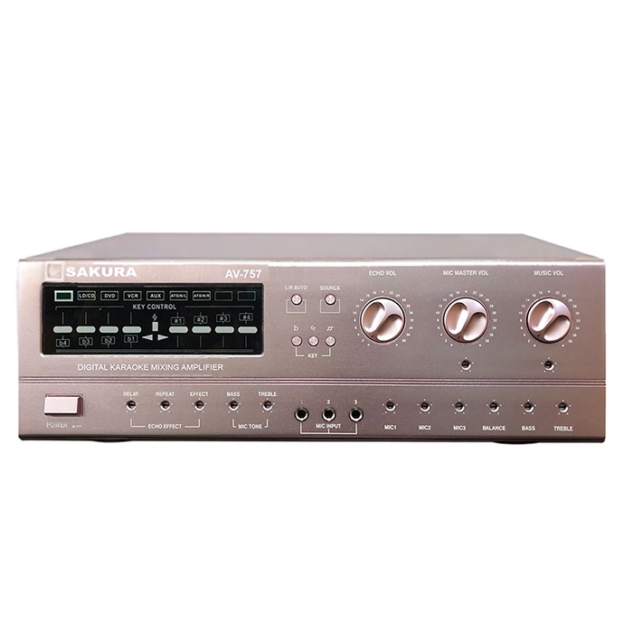 Sakura AV-757 1650W 2-Channel Digital Karaoke Mixing Amplifier w/ Pitch ...