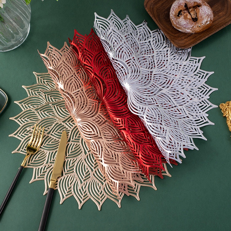 Placemat PVC Noble Flowers Table Mat Washable Dining Wedding Party Mat ...