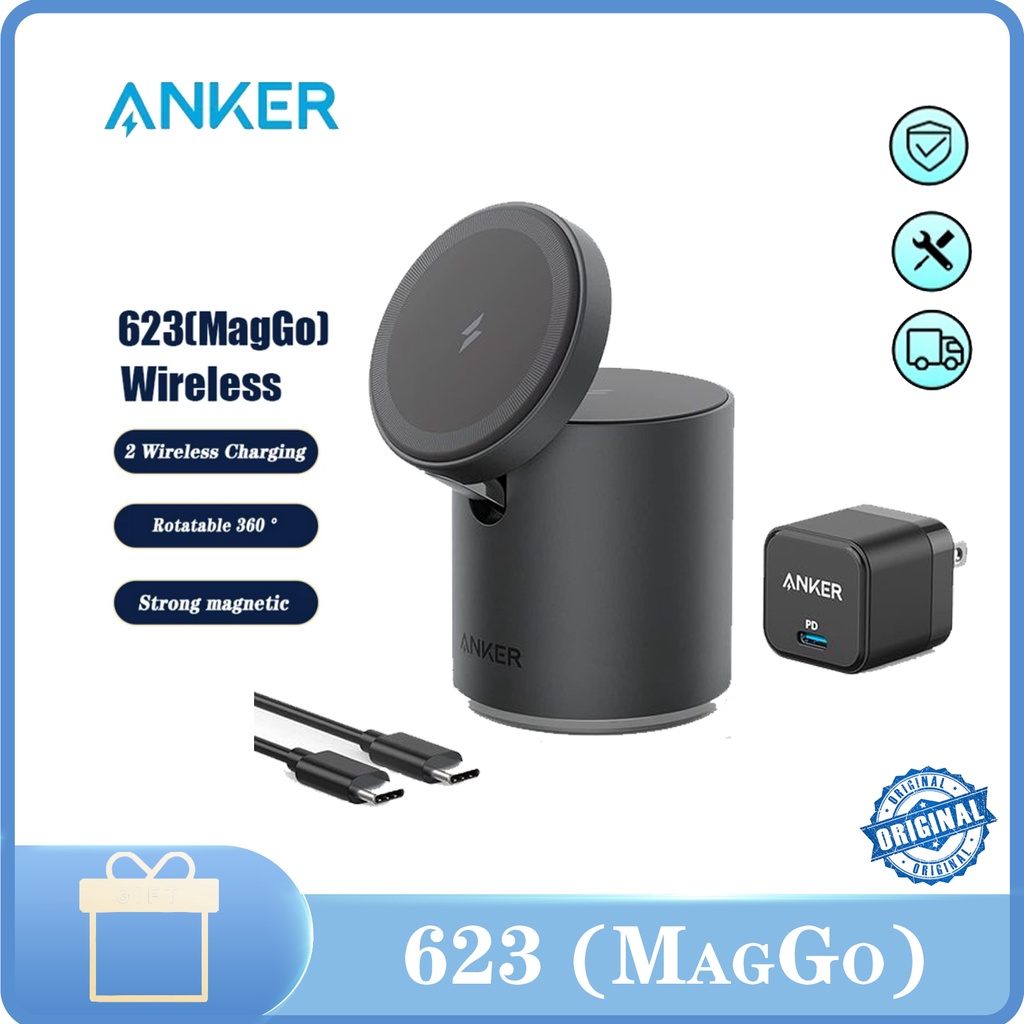 Anker 623 MagGo 2-in-1 Wireless Charging Station Magnetic Charger | Shopee Philippines