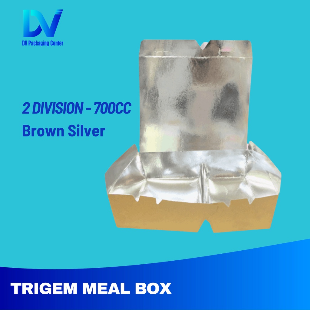 Trigem Lunch Box-2 w/ division 700cc Brown Silver - (1 Pack x 50pcs ...