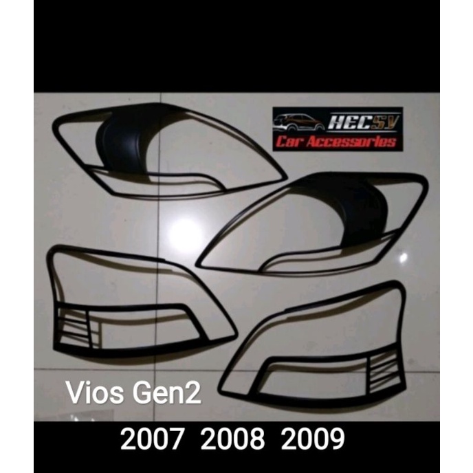 Vios Batman 2007 2008 2009 Black Headlight Taillight Cover Garnish 2nd ...
