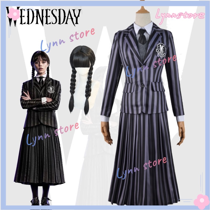 4 Styles Wednesday Dress Movie Cosplay Women Black Gothic One Piece ...