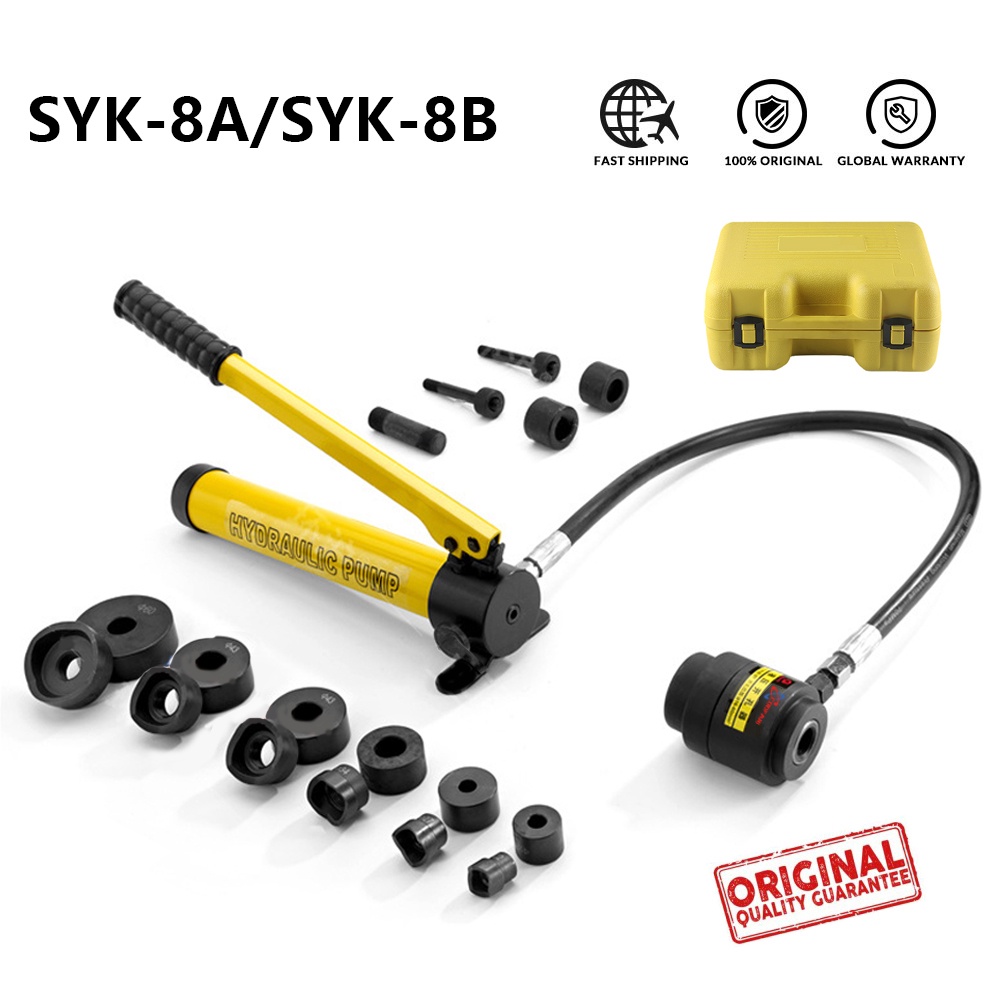 SYK-8A/8B 10T Hydraulic Hole Digger Knockout Hole Punch Driver Tool Kit 16-51mm/22-60mm with 6 ...