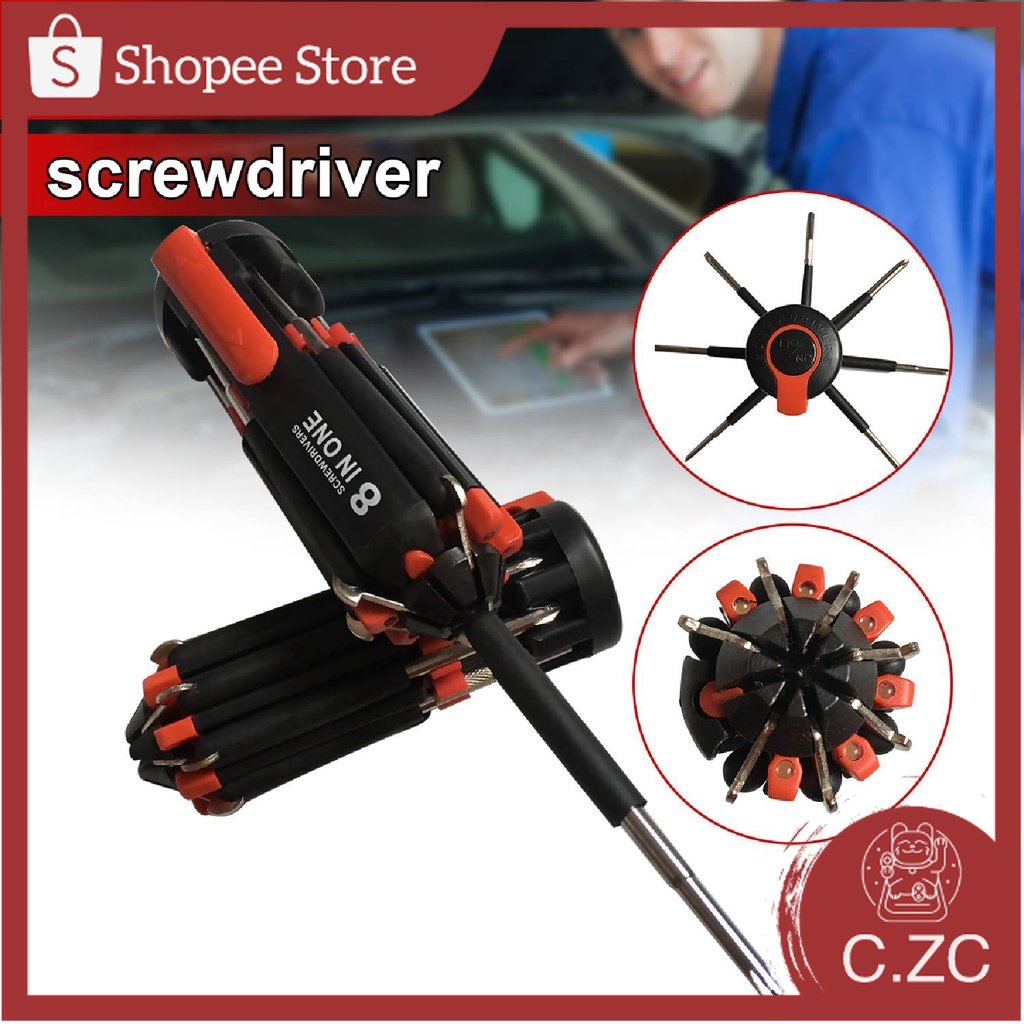 CZC 8in1 Multi Screwdriver Professional Tools with LED Torch Flashlight ...