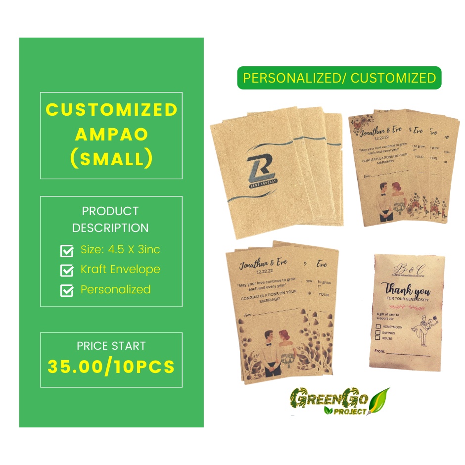 SMALL- CUSTOMIZED AMPAO/ ANGPAO/ PINOY ANGPAO/ KRAFT MONEY ENVELOPE ...