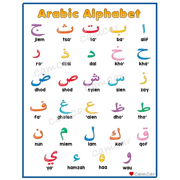 ARABIC alphabet Laminated Educational Chart | Shopee Philippines