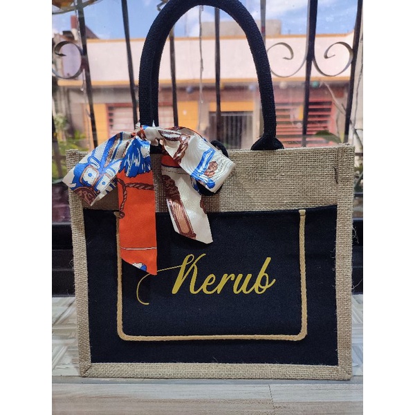 CUSTOMIZED / PERSONALISED BURLAP ABACA BAG.. | Shopee Philippines