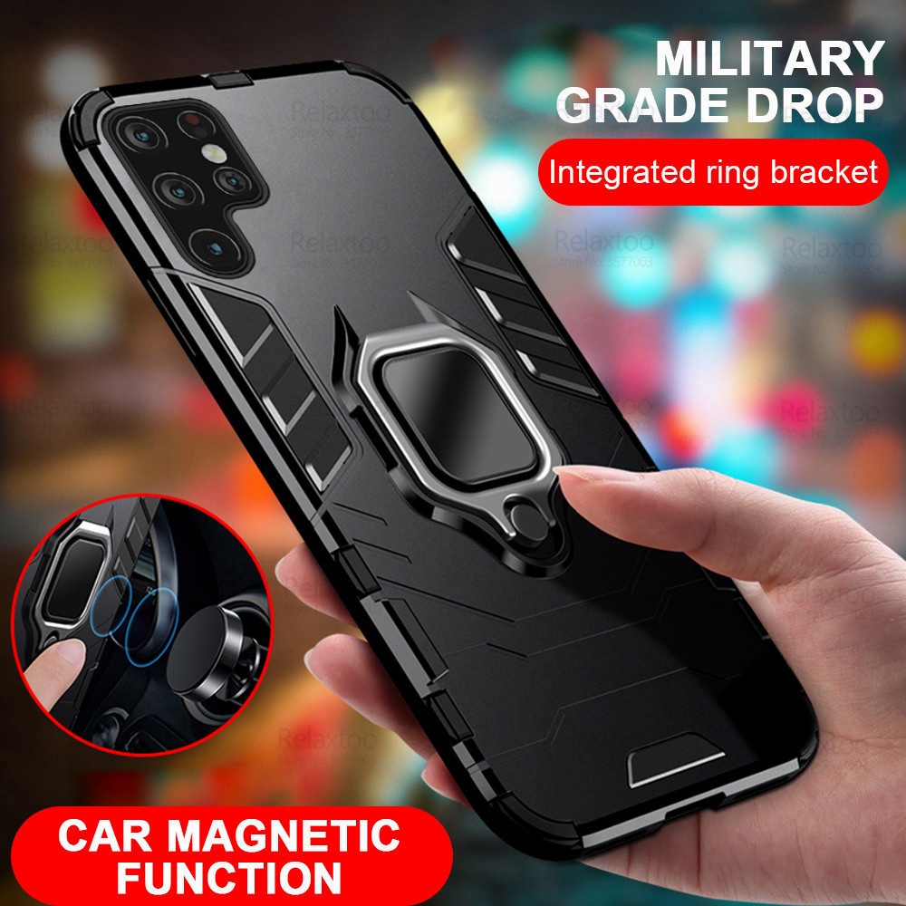 For Samsung Galaxy S23 Ultra Case Car Magnetic Ring Stand Armor Cover ...