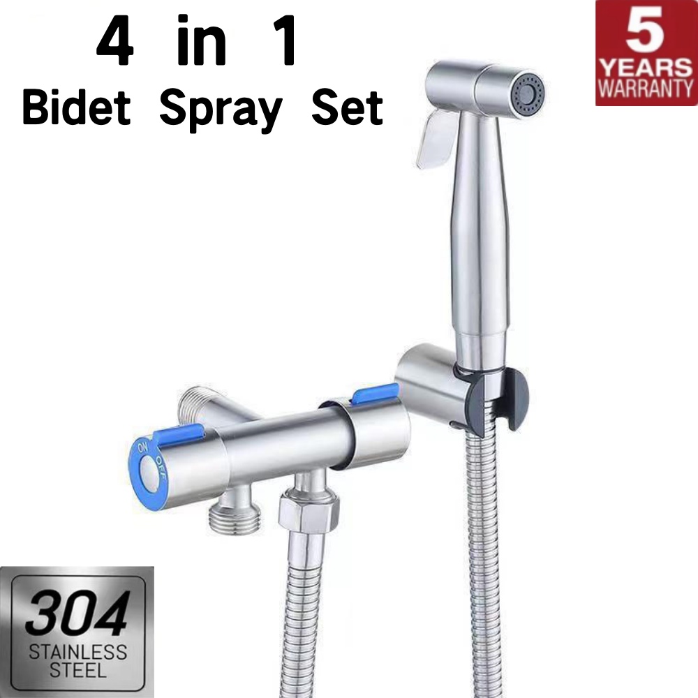 SUS 304 bidet set 4 in 1 Bidet Sprayer set With Valve Stainless Steel ...