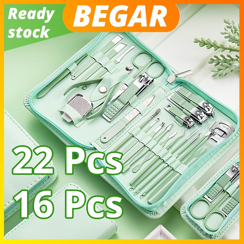 22/16 Pcs Nail Care Set Zipper 2023 Stainless Steel Manicure Kit ...
