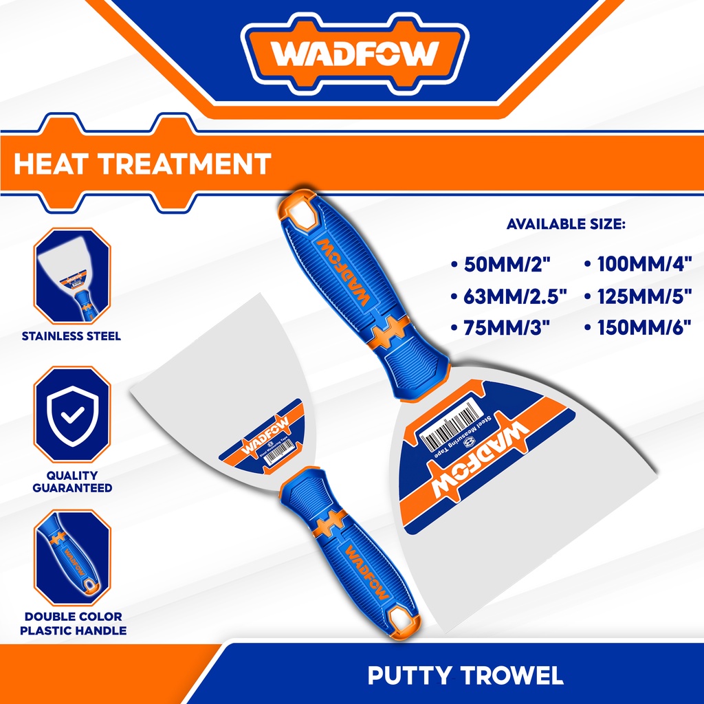 WADFOW Putty Trowel Stainless With Double Color Handle 125mm(1")-150Mm ...