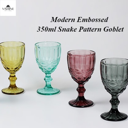 6pcs Modern Embossed Snake Pattern Goblet Glassware Water Cup Goblet ...