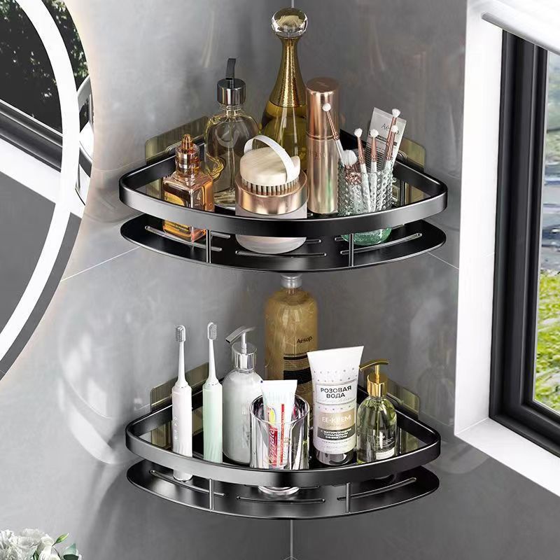 Punch-Free Bathroom Corner Shelf Corner Rack Bathroom Organizer Rack ...