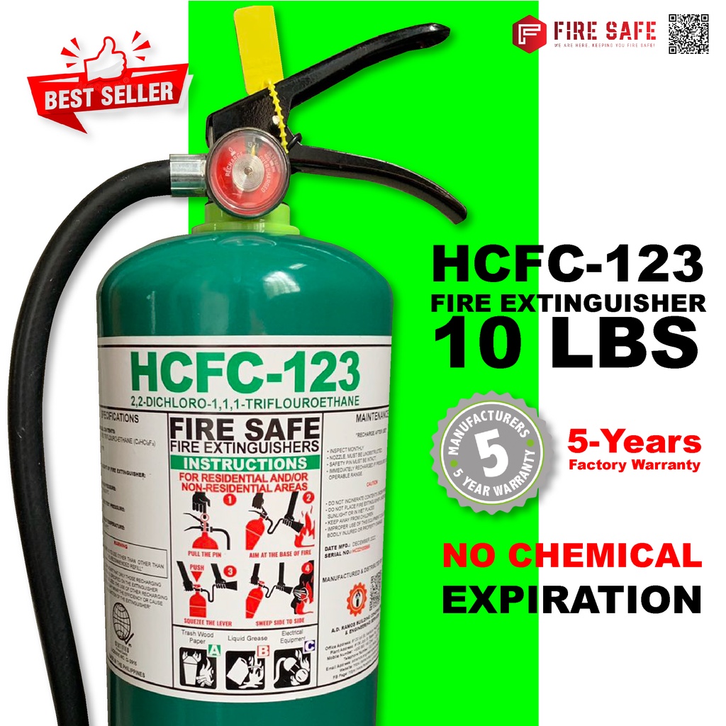 5 Years 10 Lbs Fire Extinguisher ABC HCFC 123 Refillable Shopee