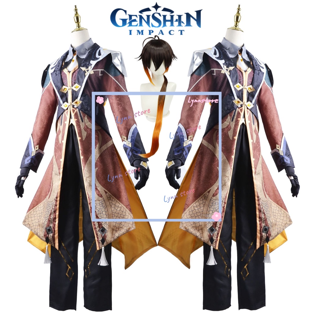 Game Genshin Impact Cosplay Costume LIYUE Zhongli Cosplay Costumes +Wig ...