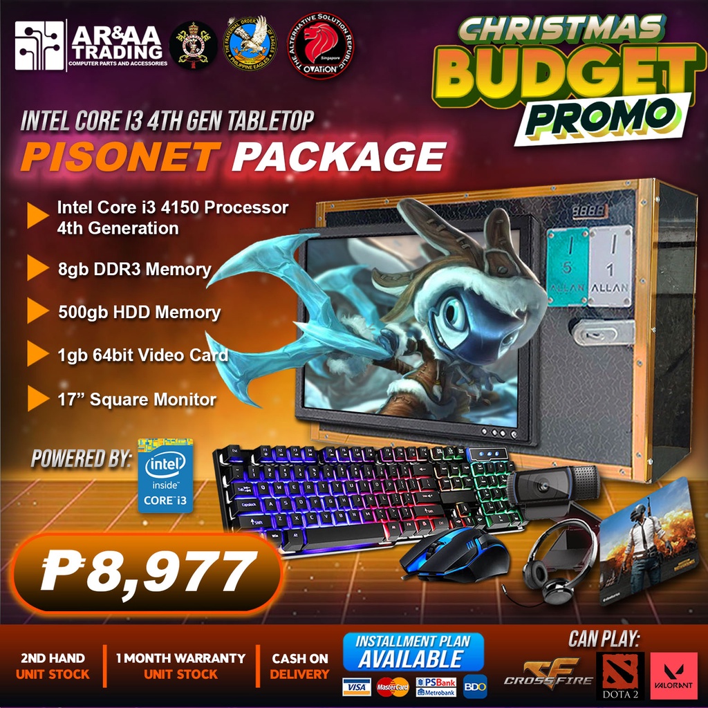 TABLETOP PISONET PACKAGE-Intel Core i3 4150 Processor-8gb DDR3 500gb ...