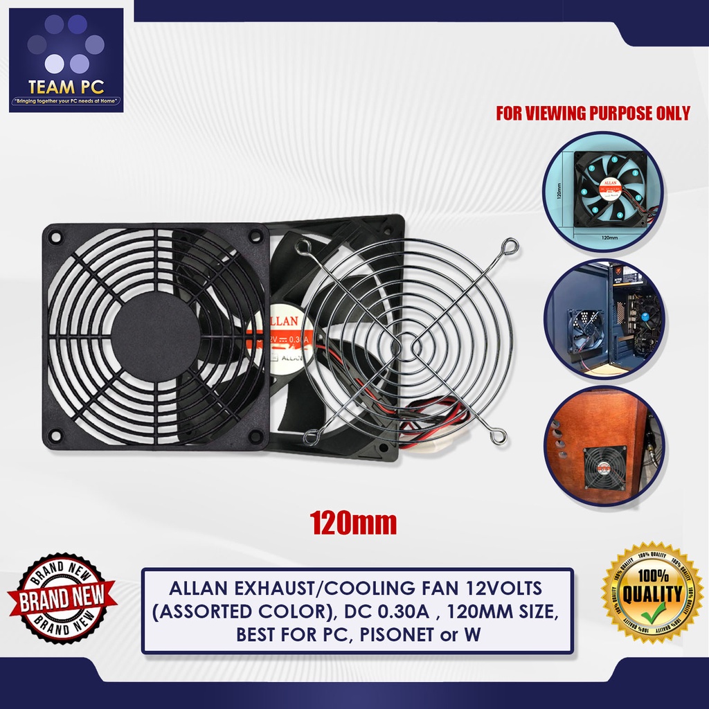 ALLAN EXHAUST/COOLING FAN 12VOLTS (ASSORTED COLOR), DC 0.30A , 120MM ...