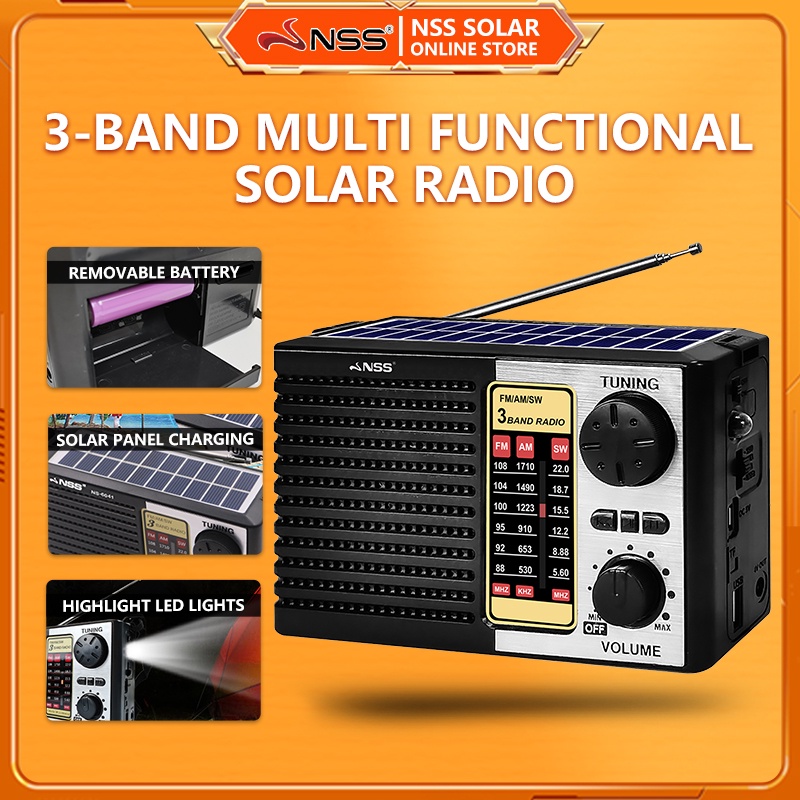 NSS solar radio FM/AM/SW 4band radio AC power and battery power 150W ...