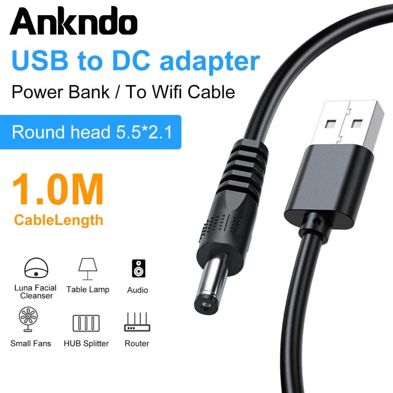Ankndo 5.5*2.1mm WiFi to Powerbank Cable Connector DC 5V to 12V USB ...