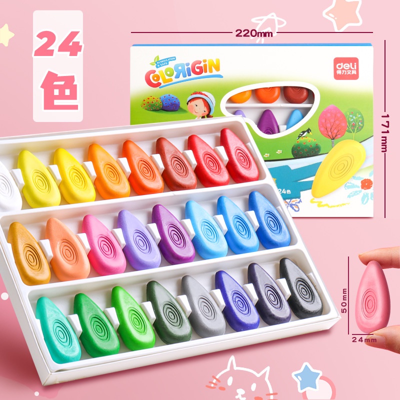 24 Colors Crayons for Kids Water Drop Shaped Palm Grip Crayons Non ...