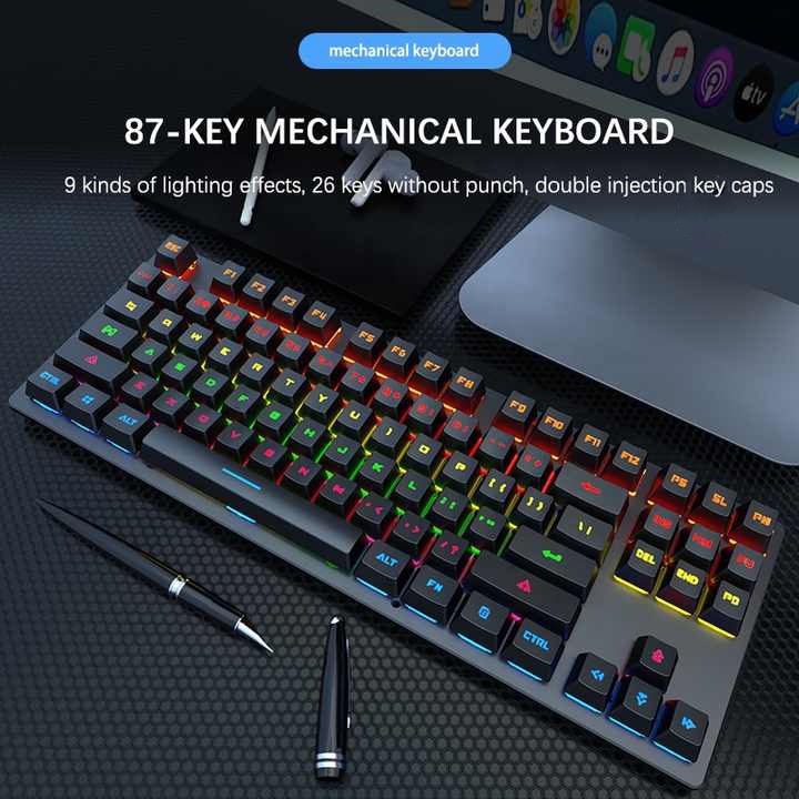 EAST GATE K550 Mechanical Keyboard USB Wired 87 Keys Gaming Keyboard Backlit Multi-Color ...