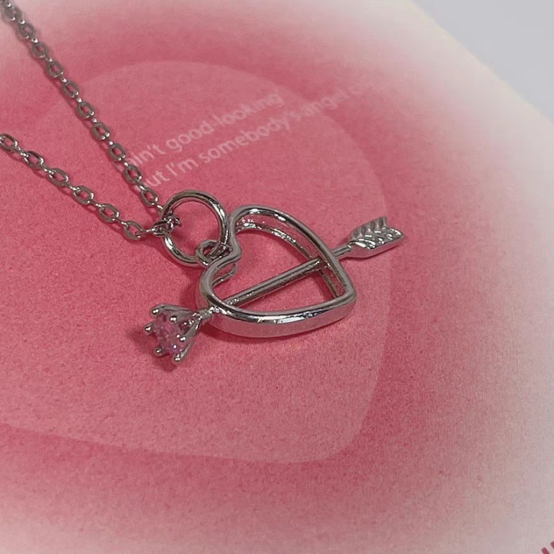 Cupid Love Pink Diamond Pendant Necklace Girl's Light Luxury Ins-style ...