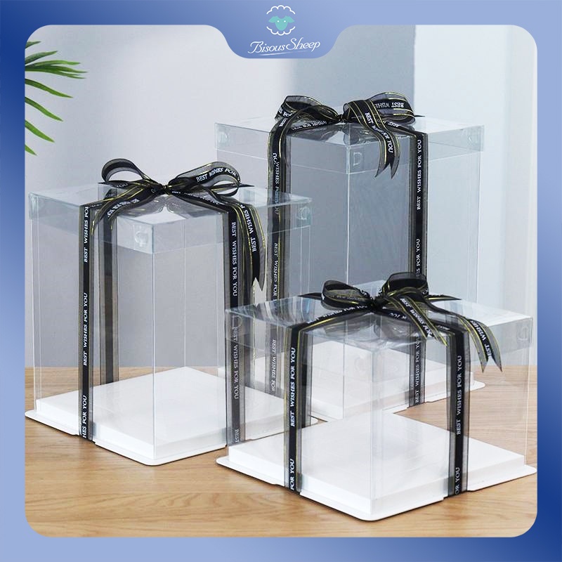 Acetate Cake Box square transparent Box packaging Gift base plastic ...
