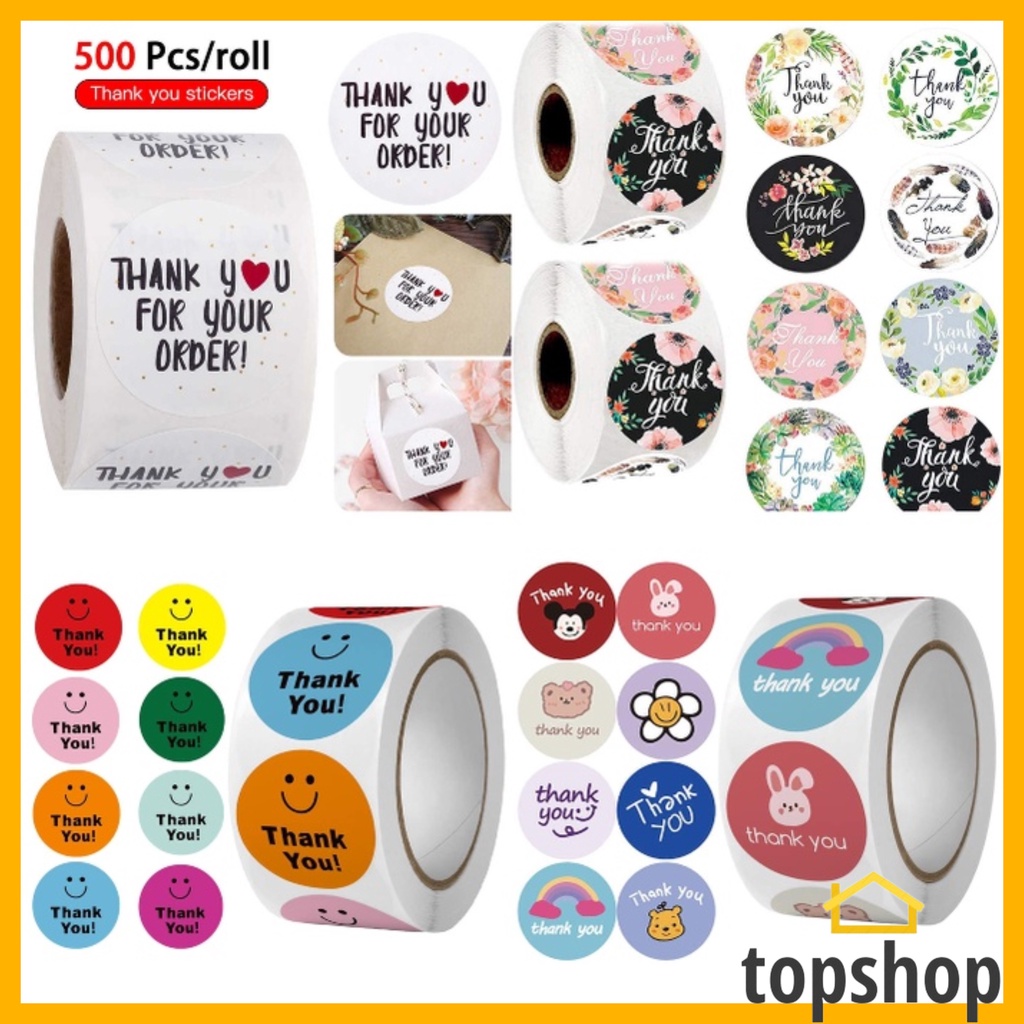 TOPSHOP 500pcs Sticker THANK YOU FOR YOUR ORDER Sticker Labels ...