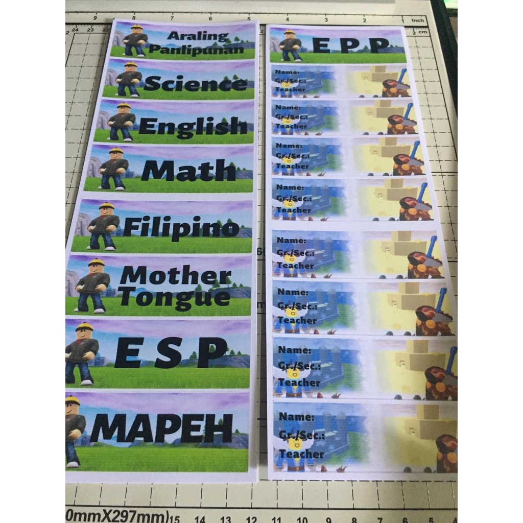 ROBLOX BOY THEMED |LOWER GRADES SUBJECT AND NAME STICKER SET | Shopee ...