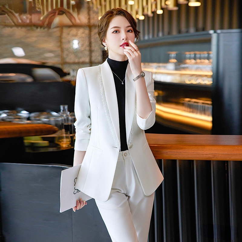 ((Jacket+Pants 2-Piece Set) Korean Version Ladies High-End Professional ...