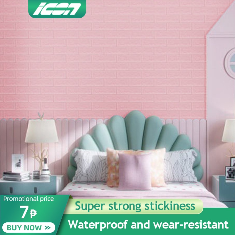 Wall Sticker 3D Wall Paper Brick Paper Foam Self Adhesive DIY Bedroom ...