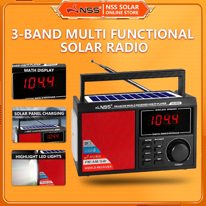 NSS Solar Bluetooth Radio AM/FM/SW 3-band radio with LED display and ...
