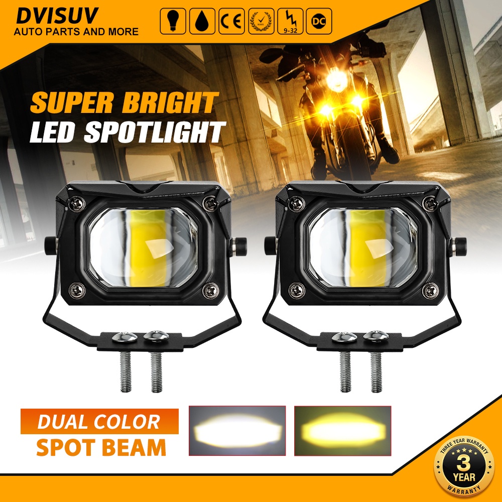 3inch Square LED Work Light Bar Dual Color 3500K 6500K White Yellow Fog ...