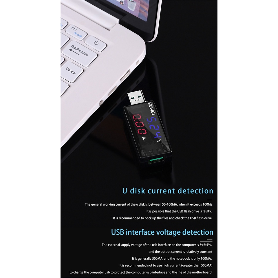 USB Current Voltage Tester 6.5A 4-30V Current Voltage Charging Detector ...