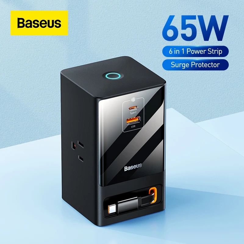 Baseus Power Combo Digital Power Strip 3AC+1U+1C+Retractable-C 65W with ...