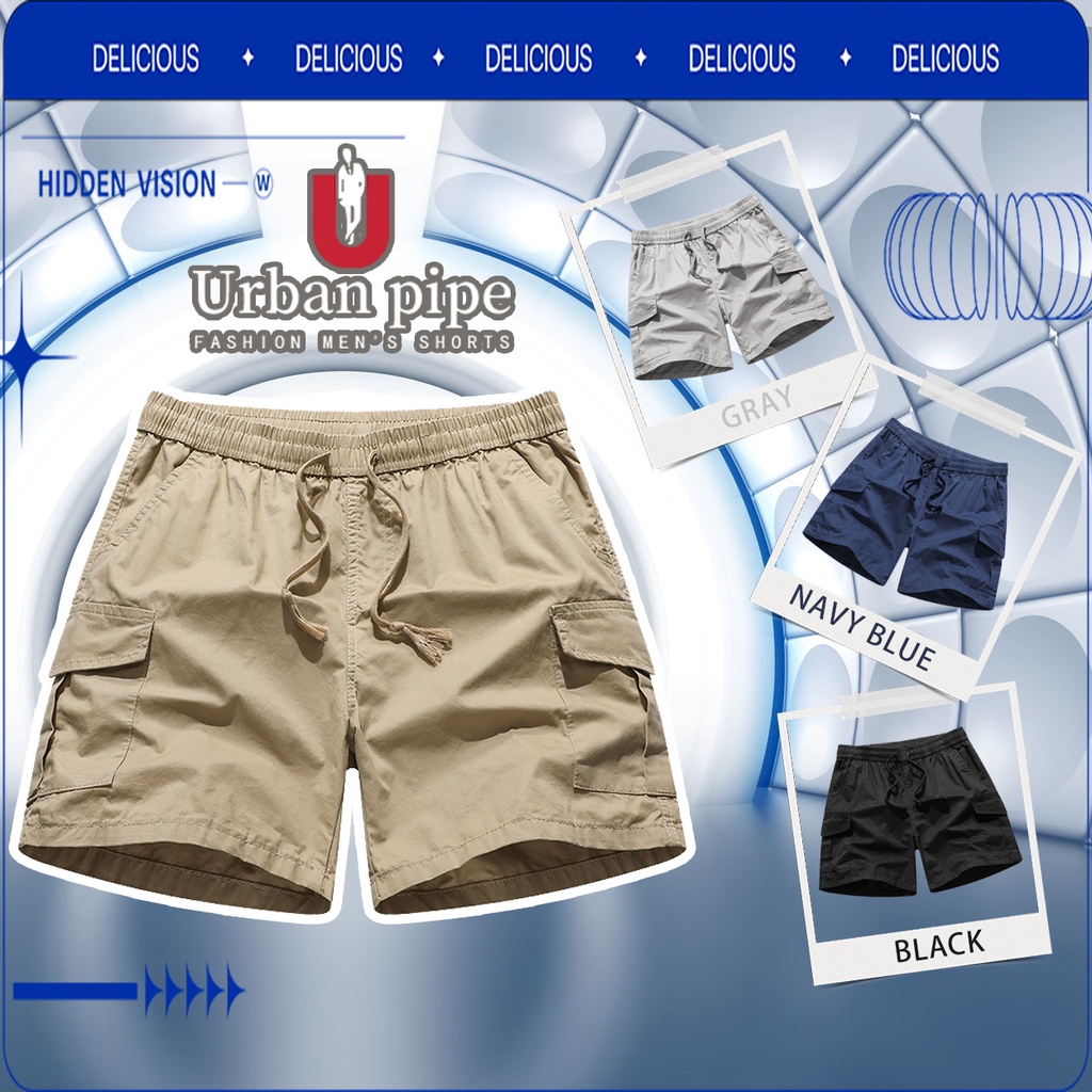 URBAN PIPE 4 Pocket Cargo Shorts For Men Knee-Above Buttons Cargo ...